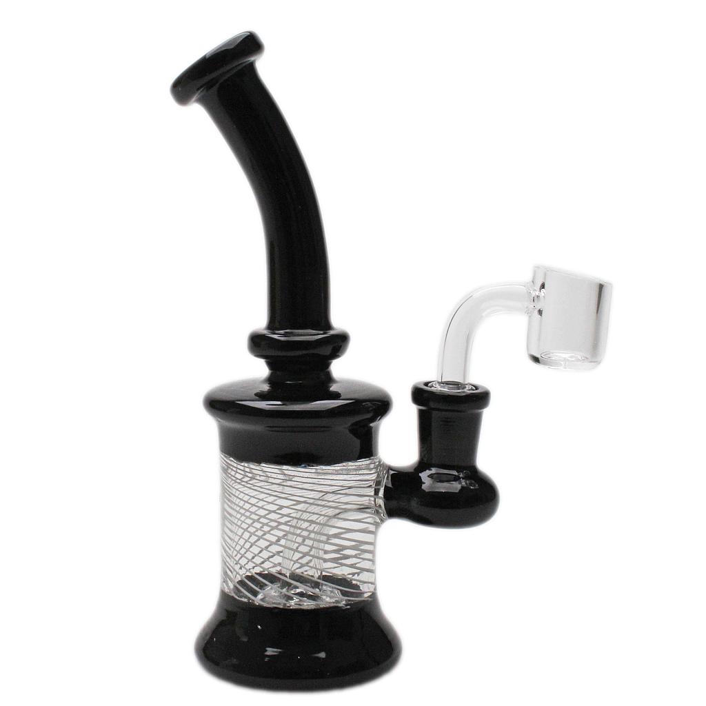 Glass Rig Karma Bent Neck Black and Worked With Banger | Maq